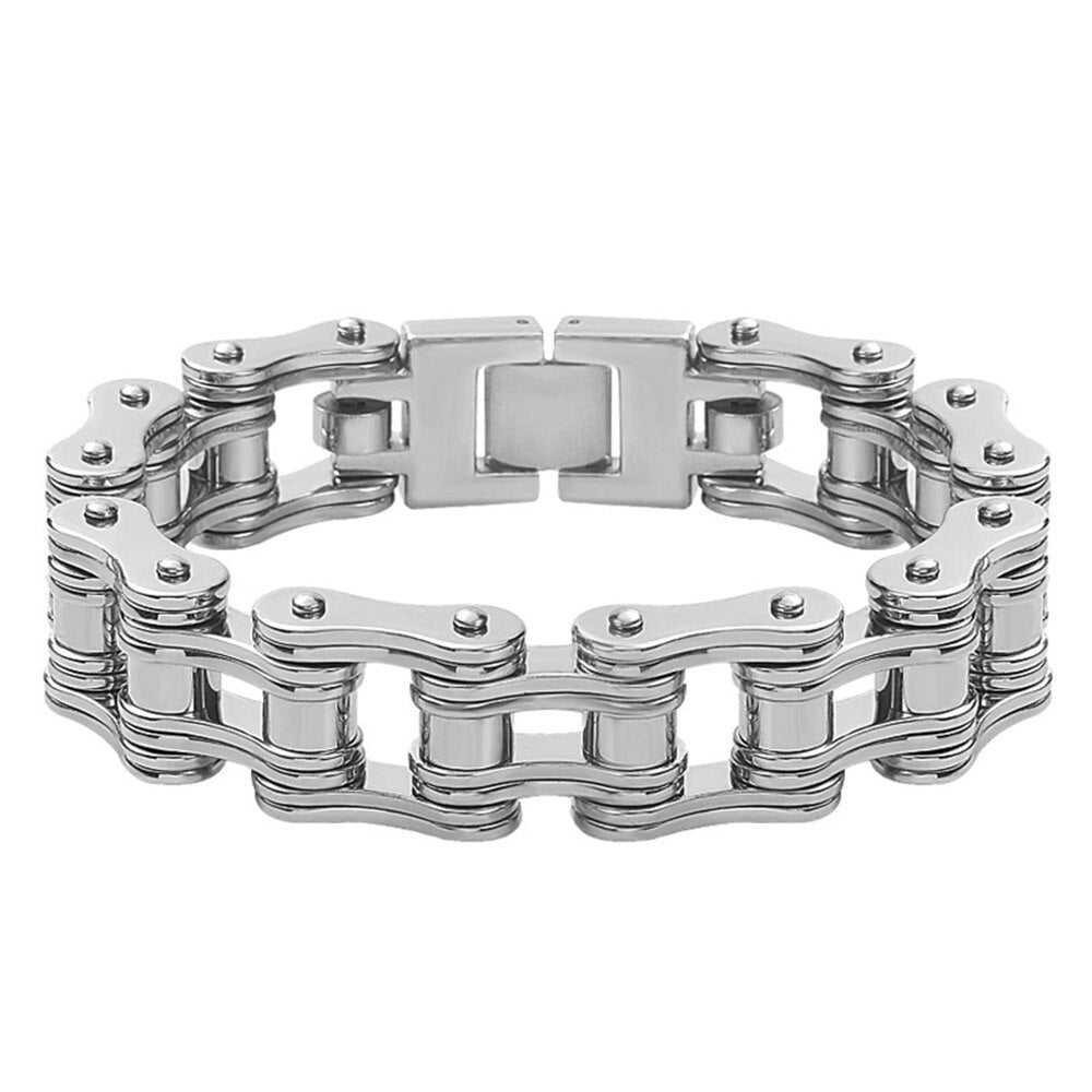 Cycolinks Stealth Silver Bike Chain Bracelet 16mm Biker Gift for Men